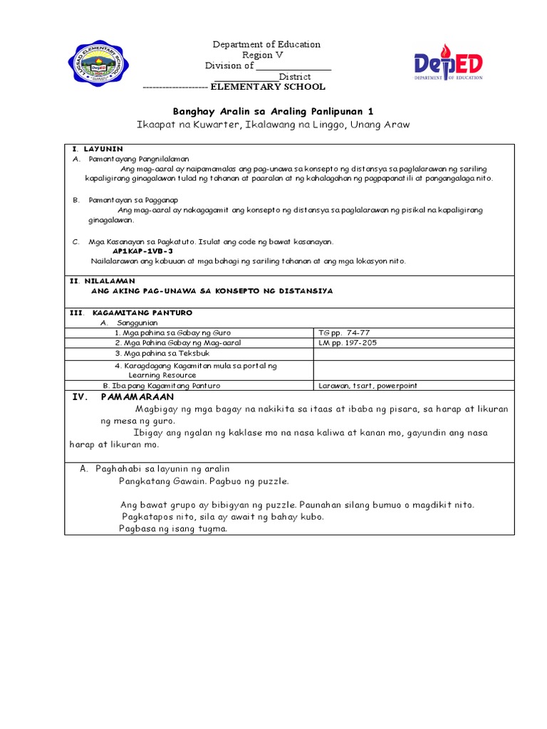 Grade 1 COT DLP AP Q4 | PDF