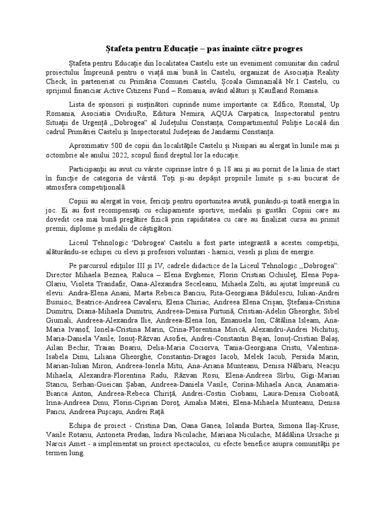 Articol Stafeta | PDF