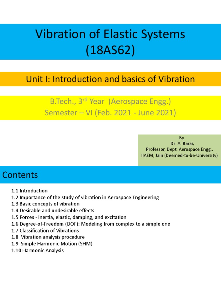 Unit IA - Introduction and Basics of Vibration | PDF | Friction | Oscillation
