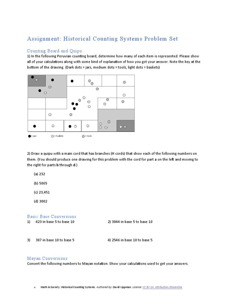 Historical Counting Systems Problem Set | PDF | Decimal | Mathematics