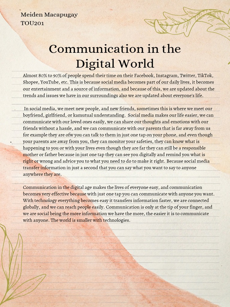 Communication in The Digital World - Macapugay | PDF | Wellness