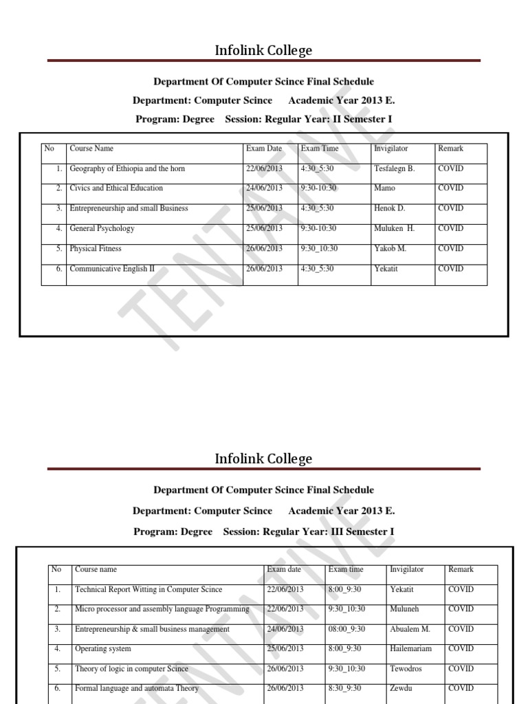 Final Schedule | PDF | Computer Science | Science