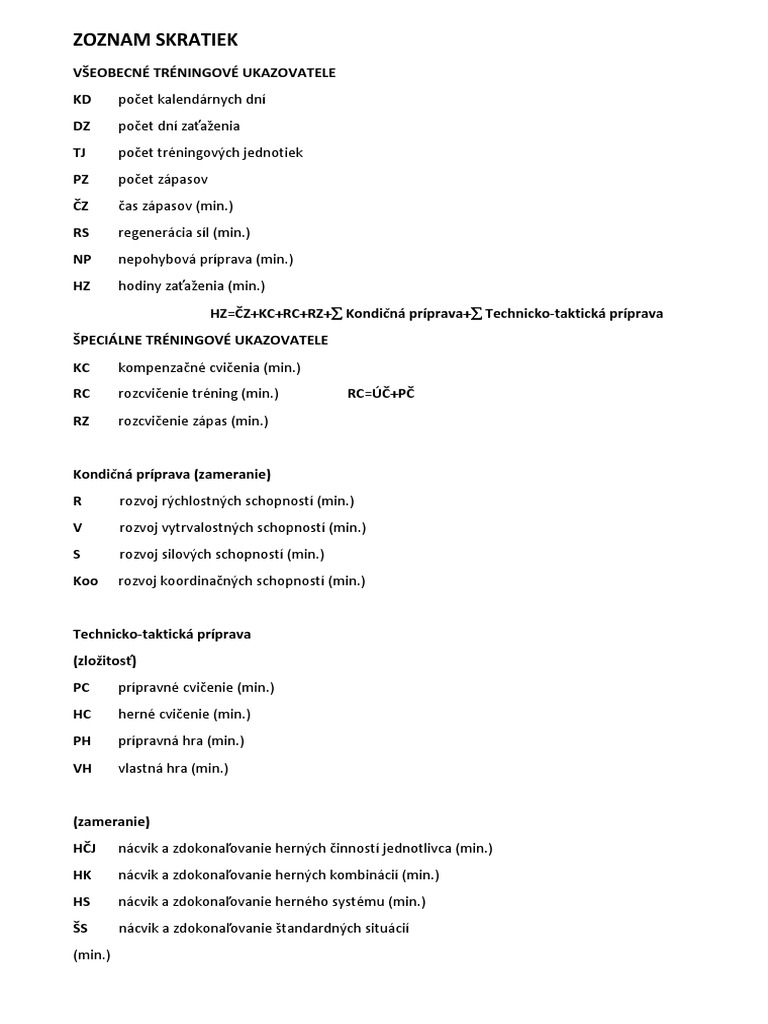 Skraćenice Za Trening | PDF