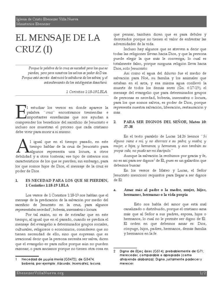 El Mensaje de La Cruz (I) : Iglesia de Cristo Ebenezer Villa Nueva ...