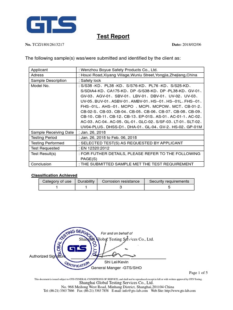 1 - Lock Certificate | PDF