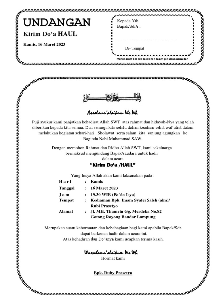 Undangan HAUL | PDF