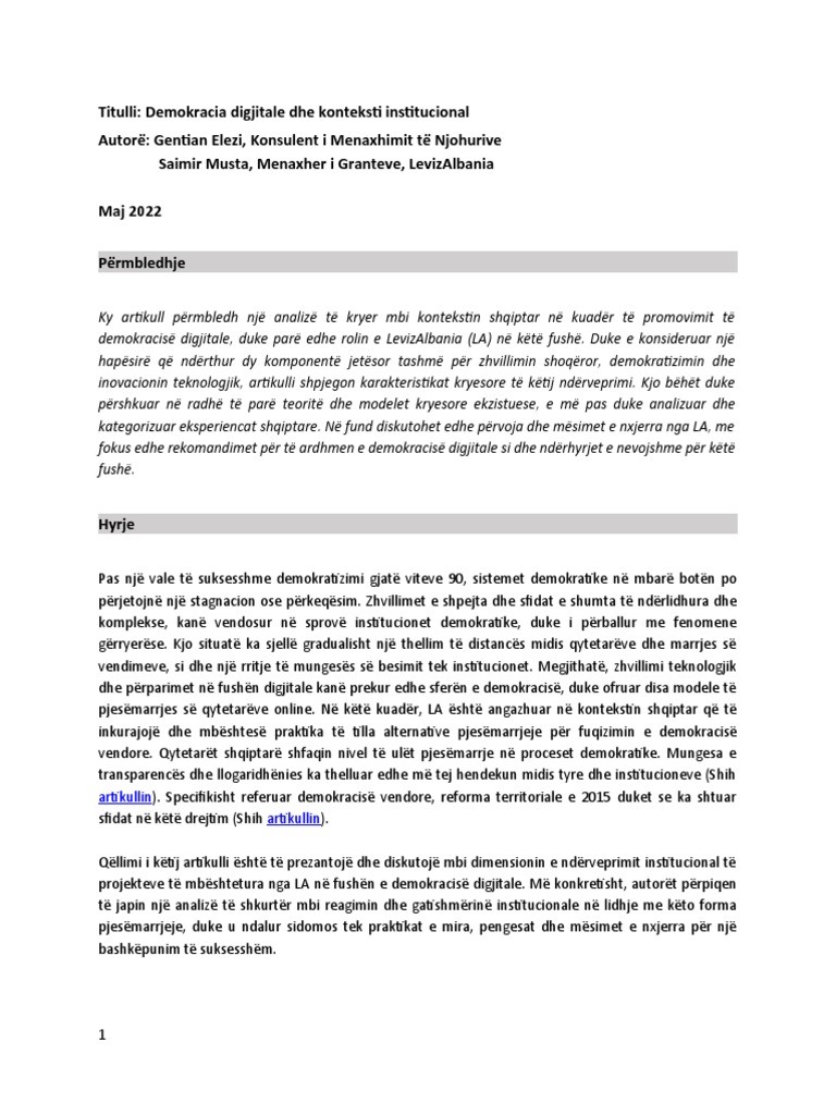 Demokracia Digjitale Blog 2 ALB | PDF