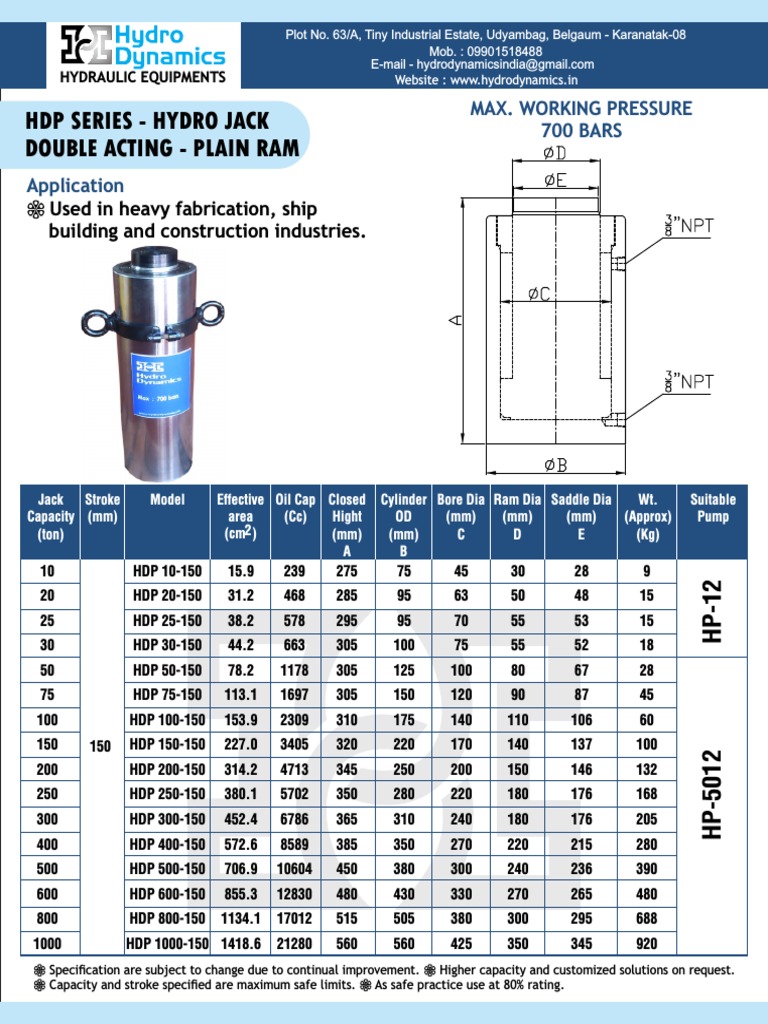 HDP Series Double Acting Jacks | PDF | Mechanical Engineering | Engine ...