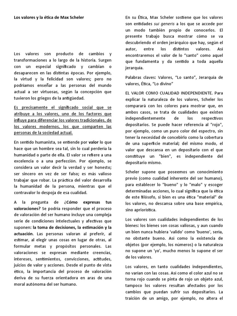 Ética y valores en Max Scheler | PDF | Felicidad | Sicología