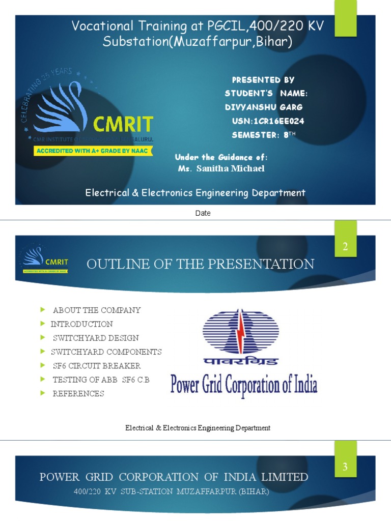 INTERNSHIP PGCIL PPT Divyanshu | PDF | Electrical Substation | Electric Power Transmission