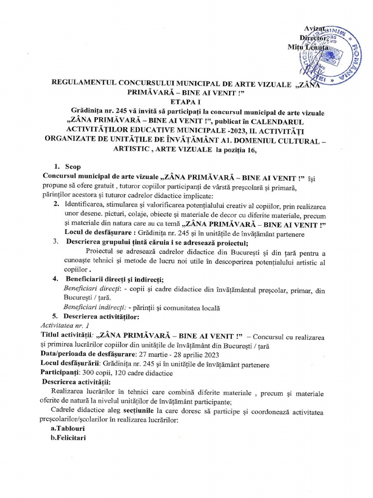 Proiect Educational Municipal - Zana Primavara - Bine Ai Venit! | PDF