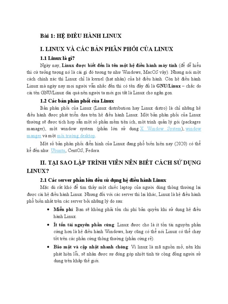CÁC LỆNH CƠ BẢN CỦA LINUX | PDF