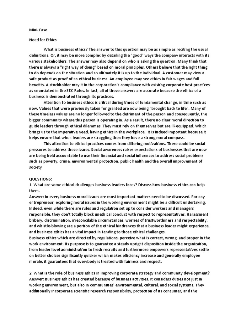 Mini CASE | PDF | Business Ethics | Morality