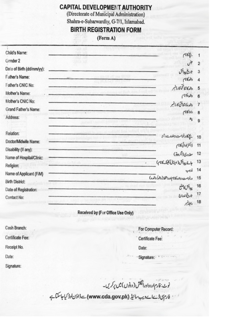Birth Reg Isb | PDF