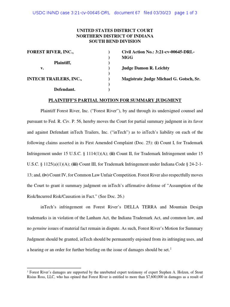 Motion for Partial Summary Judgment | PDF | Summary Judgment | United ...