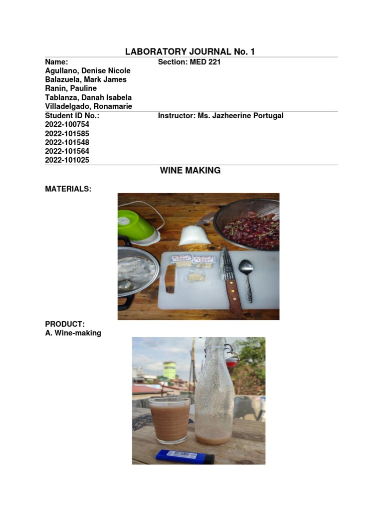 Experiment 2 Wine Making | Download Free PDF | Wine | Fermentation In Winemaking
