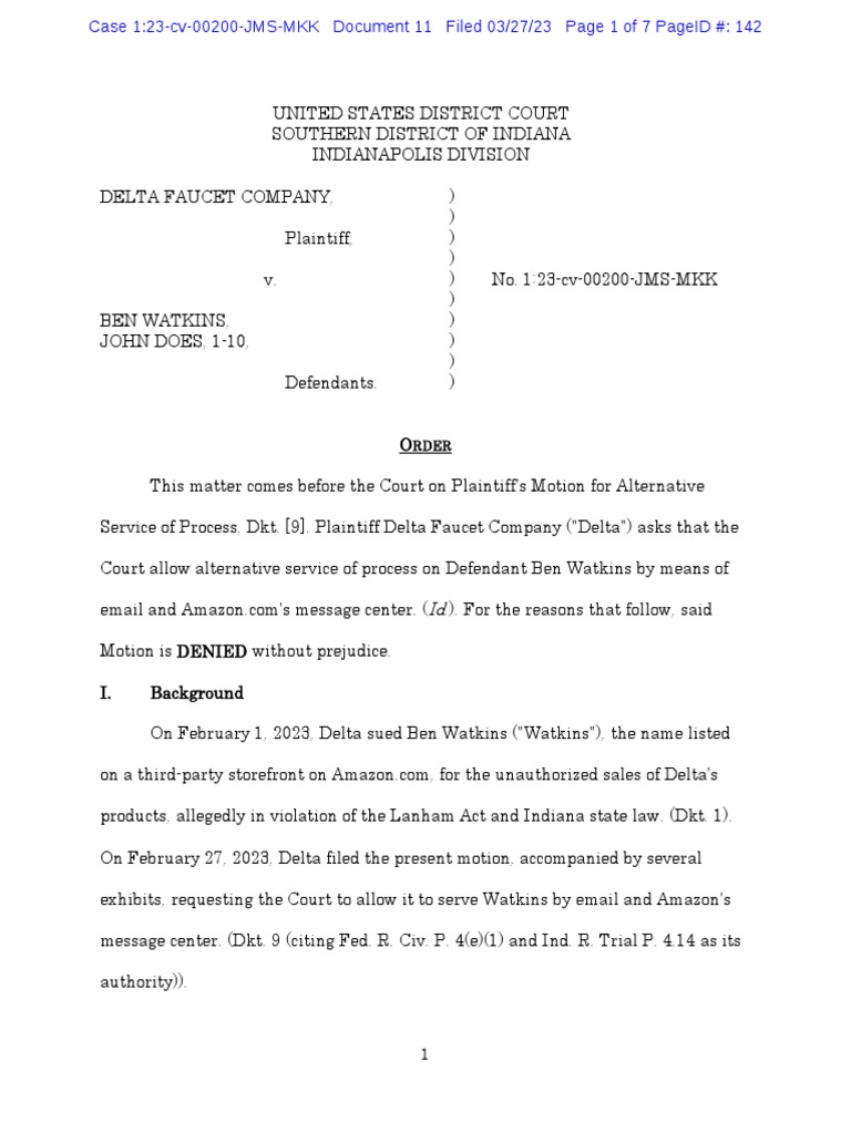 Order On Motion For Alternative Service | Download Free PDF | Service ...