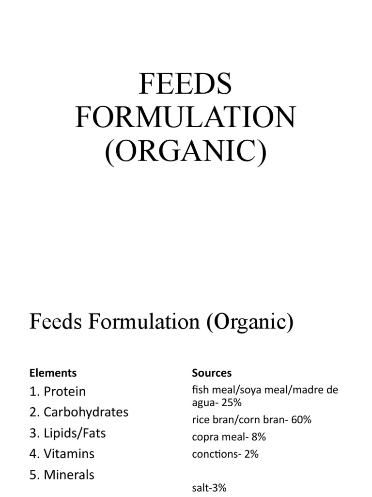 Feeds Formulation (Organic) | PDF | Rice | Foods