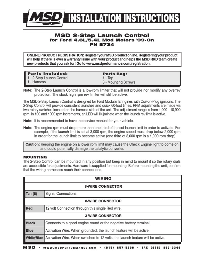 MSD 2-Step Launch Control: For Ford 4.6L/5.4L Mod Motors '99-On PN 8734 ...