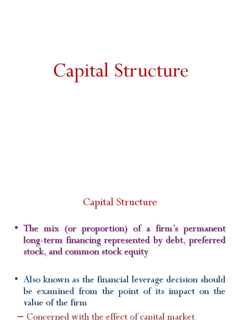 Capital Structure Theories - Optimal Capital Structure 1 | PDF ...