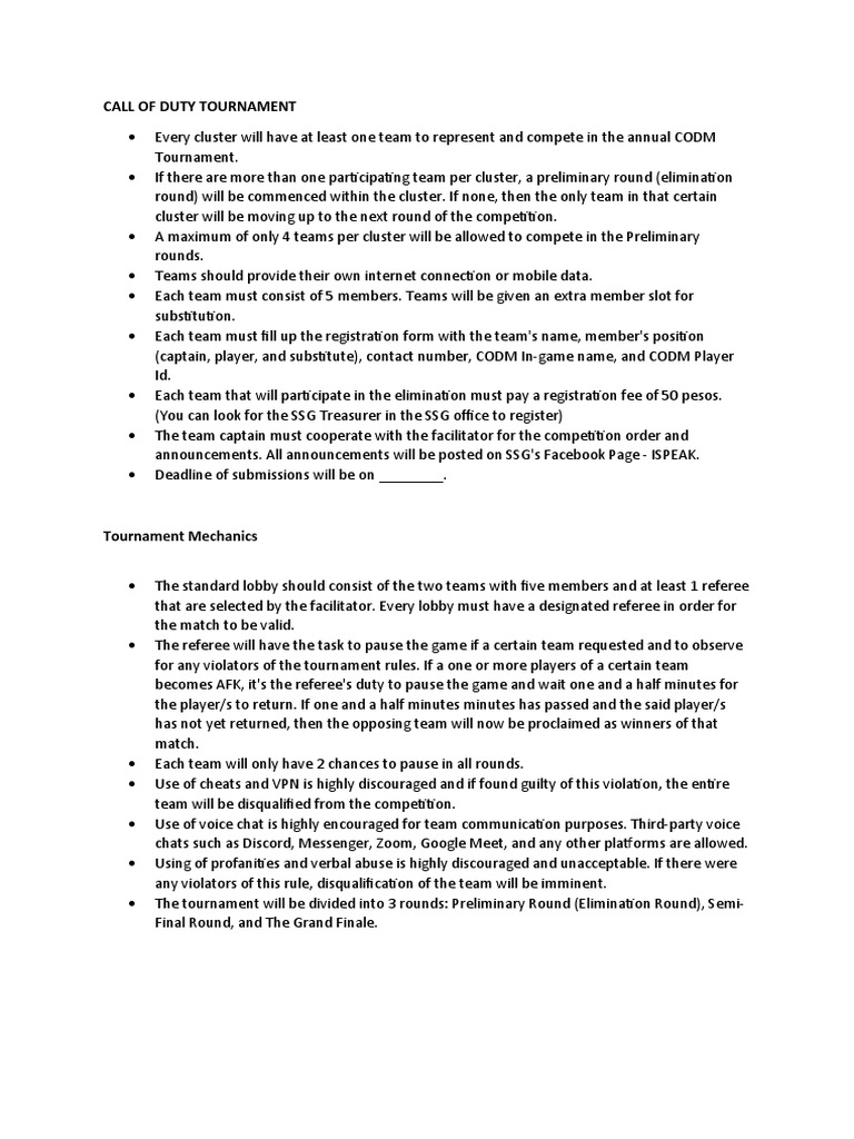 Codm Tournament Mechanics | PDF