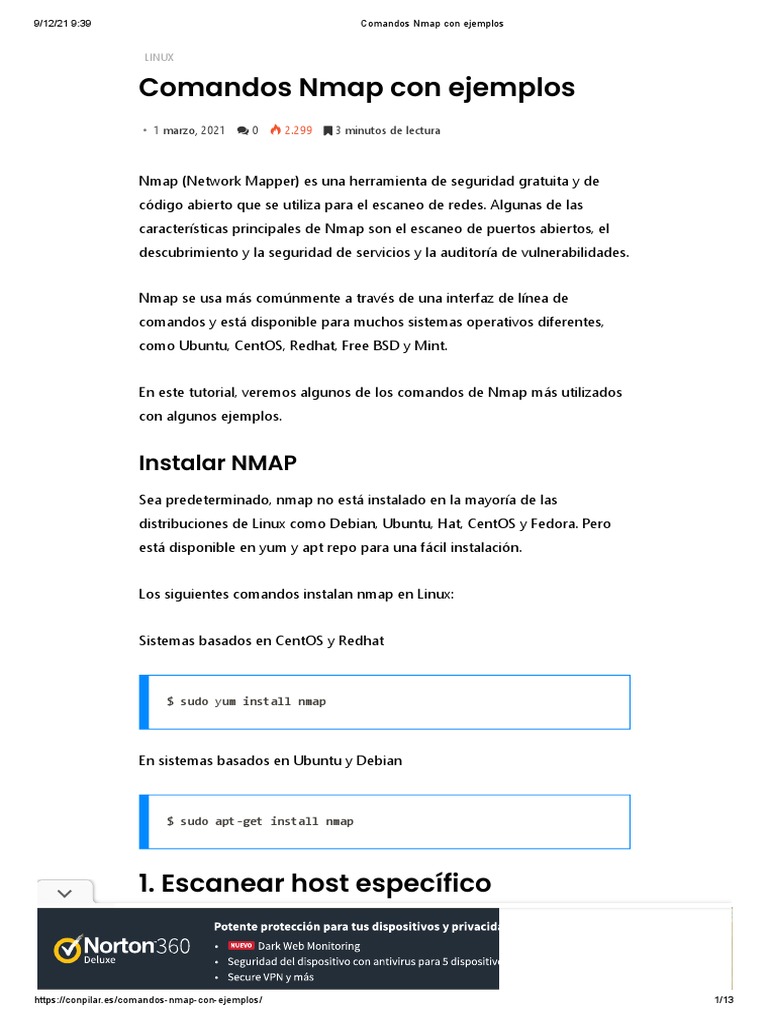 Comandos Nmap Con Ejemplos | PDF | Cortafuegos (informática) | Dirección IP