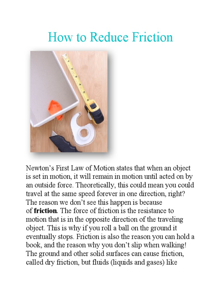 How To Reduce Friction | PDF | Friction | Force