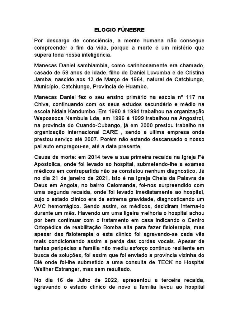 Elogio Fúnebre | PDF