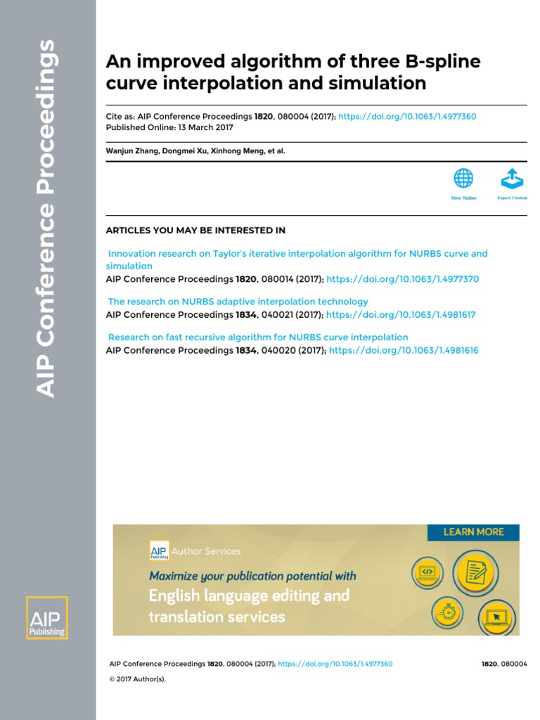 An Improved Algorithm Of Three B Spline Curve Interpolation And Simulation Pdf Interpolation 