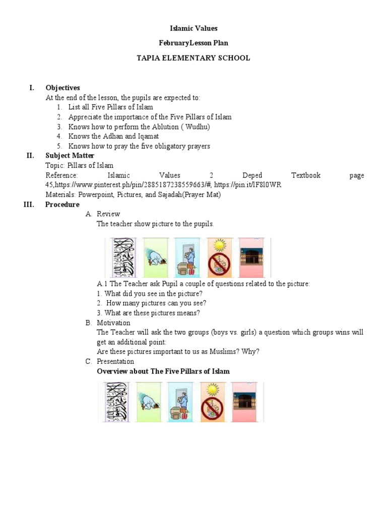 Five Pillars of Islam Lesson Plan | PDF