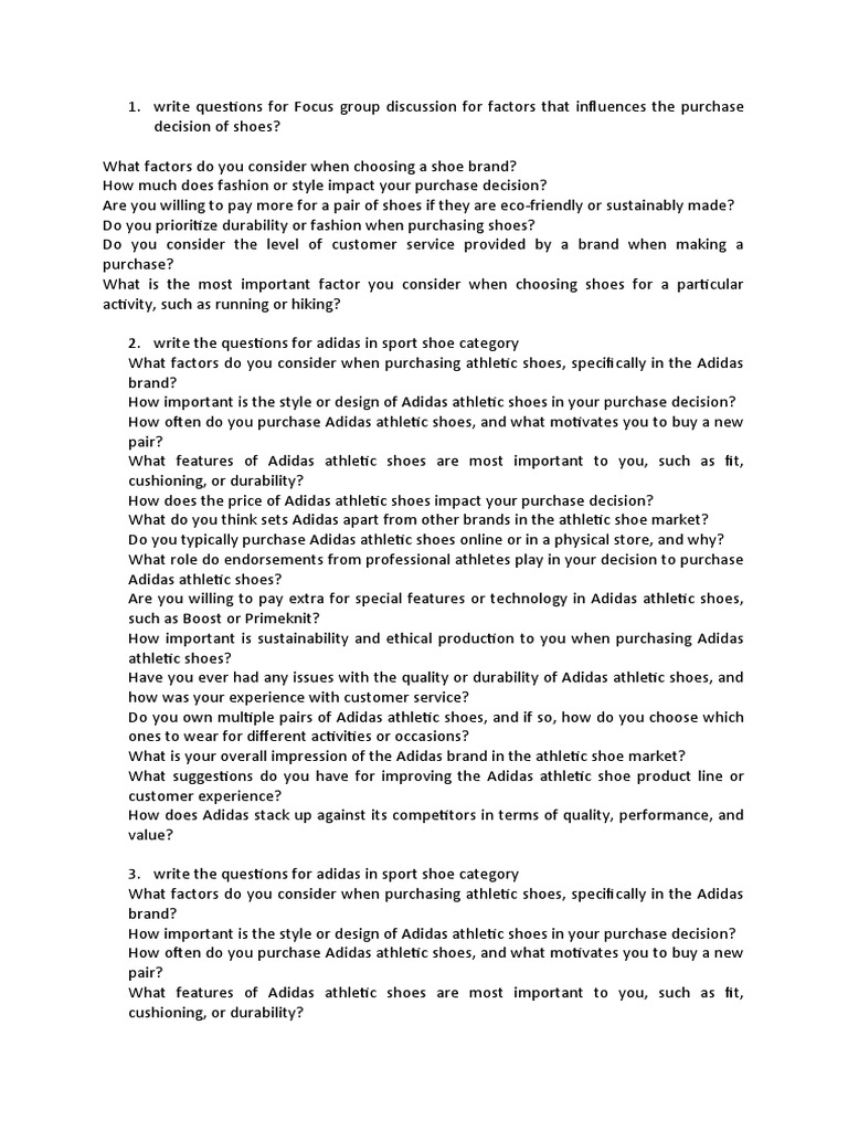 Focus Group - MRA | PDF | Adidas | Sneakers