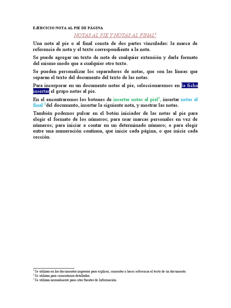 Ejercicio Nota Al Pie de Página | PDF