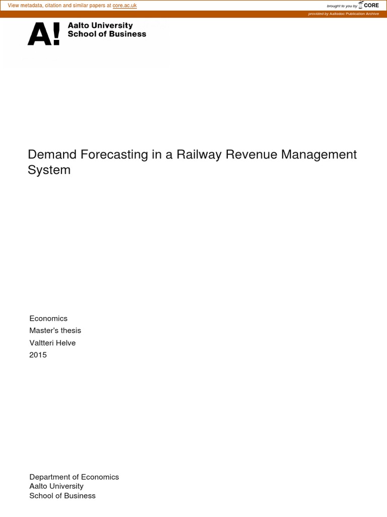 Demand Forecasting in A Railway Revenue Management System | PDF | Price ...
