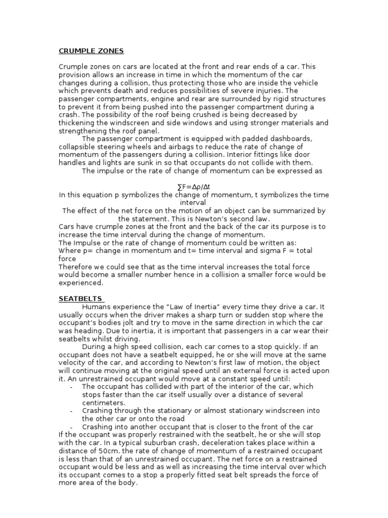 Crumple Zones On Cars Are Located at The Front and Rear Ends of A Car ...