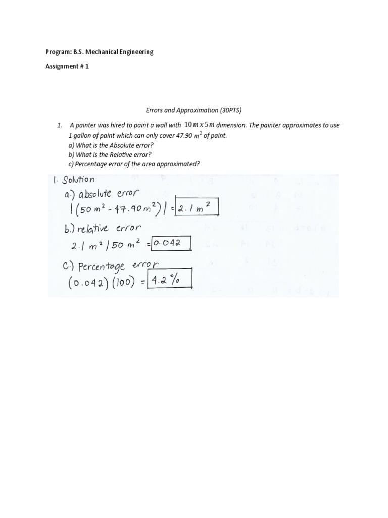 Advanced Mathematics For ME Errors and Approximation Assignment | PDF | Teaching Methods ...