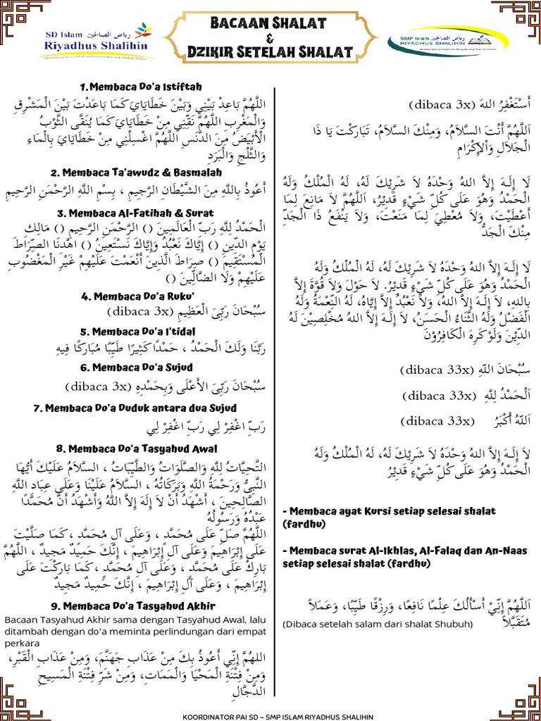 Bacaan Shalat Dan Dzikir Setelah Shalat | PDF