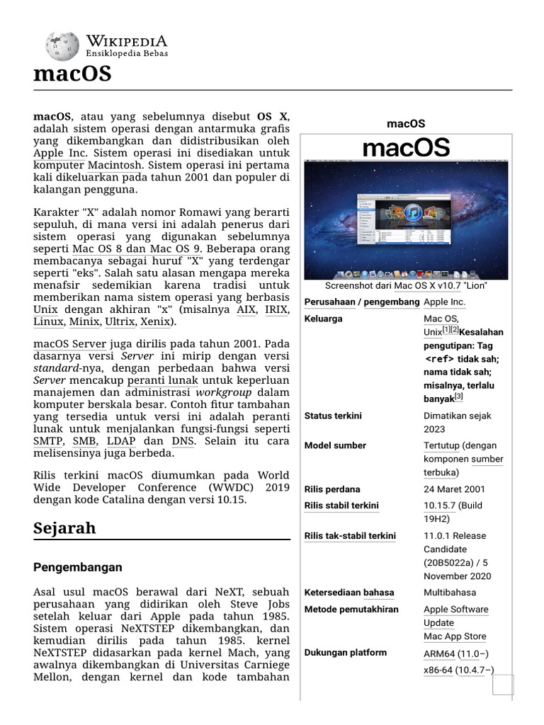 Generasi MacOS Buatan Apple Inc | PDF