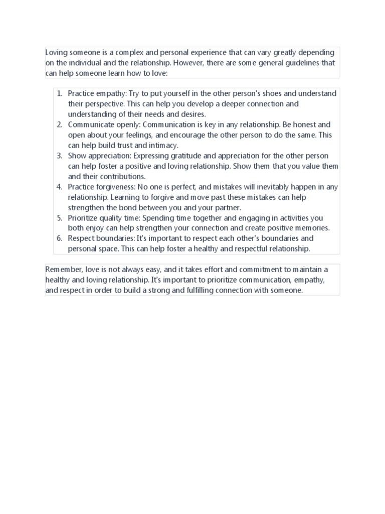Guidelines for Loving Relationships | PDF