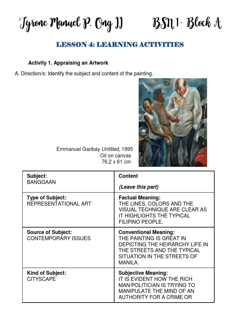 Art Appreciation - Lesson 4.0 | PDF | Paintings | The Arts