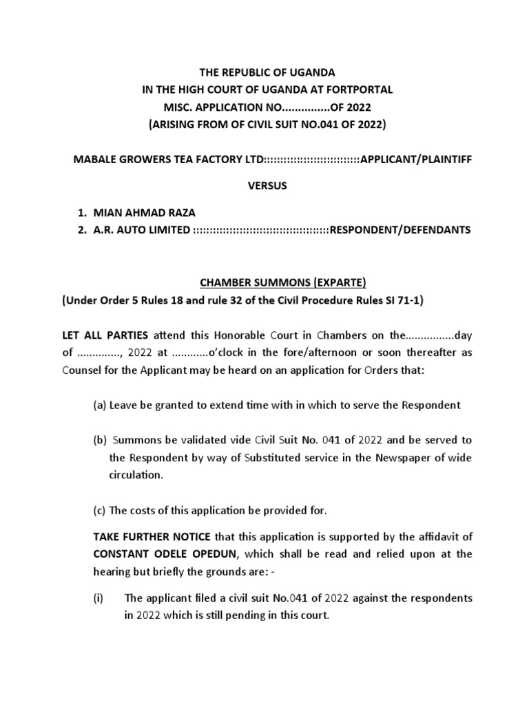 Subsitituted Service (1) Template | PDF | Service Of Process | Lawsuit