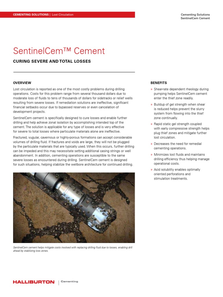 Sentinelcem™ Cement: Curing Severe and Total Losses | PDF | Oil Well ...