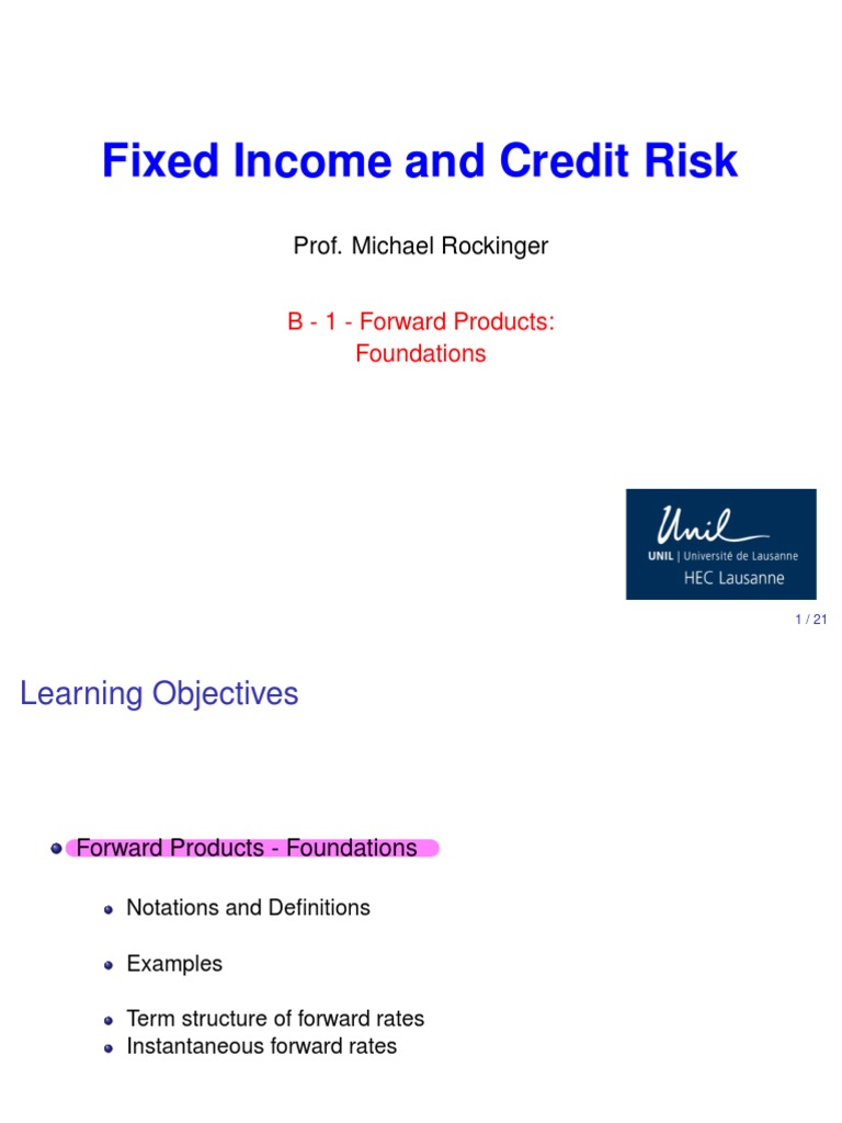 Fixed Income and Credit Risk: Prof. Michael Rockinger | PDF
