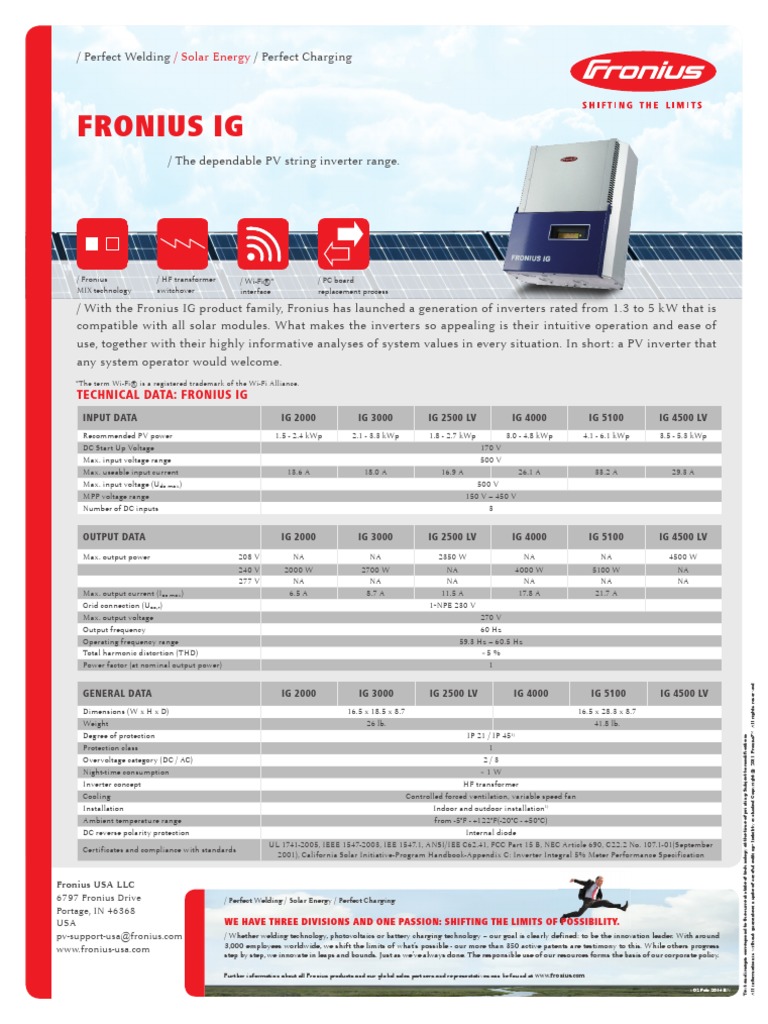 SE DS Fronius IG US EN | PDF | Power Inverter | Energy Technology