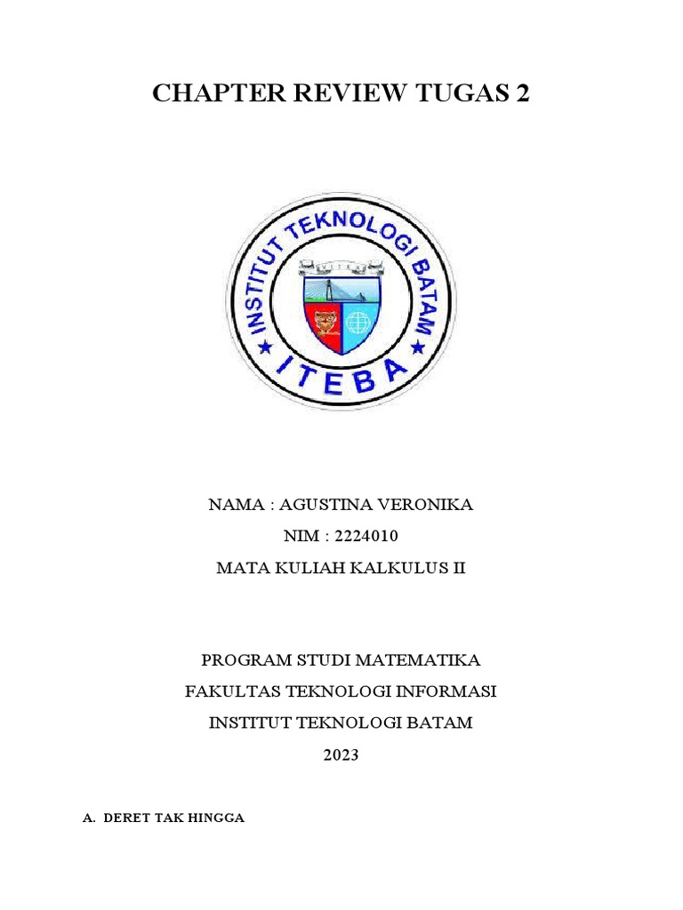 Chapter Review Tugas 2: Nama: Agustina Veronika NIM: 2224010 Mata Kuliah Kalkulus Ii | PDF