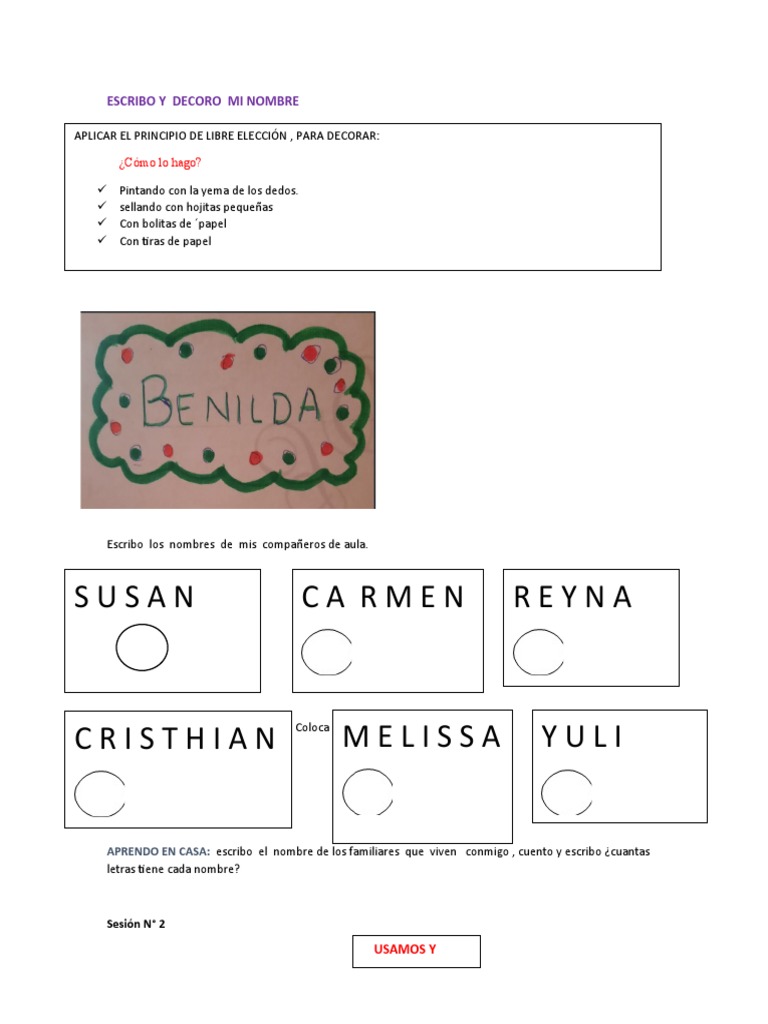 Actividades para Escribir y Decorar Nombres | PDF