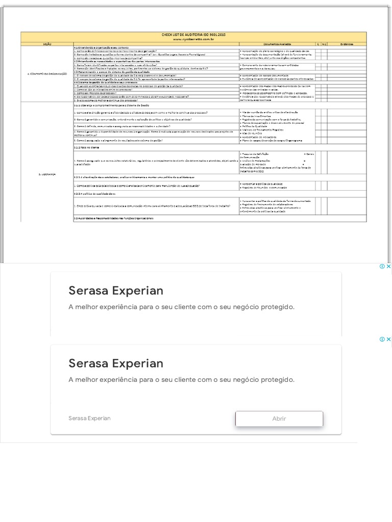 Check List de Auditoria Iso 9001 | PDF Check List de Auditoria Iso 9001 | PDF
