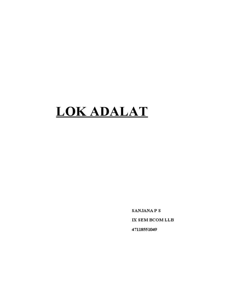 Lok Adalat WORD | Download Free PDF | Mediation | Alternative Dispute ...