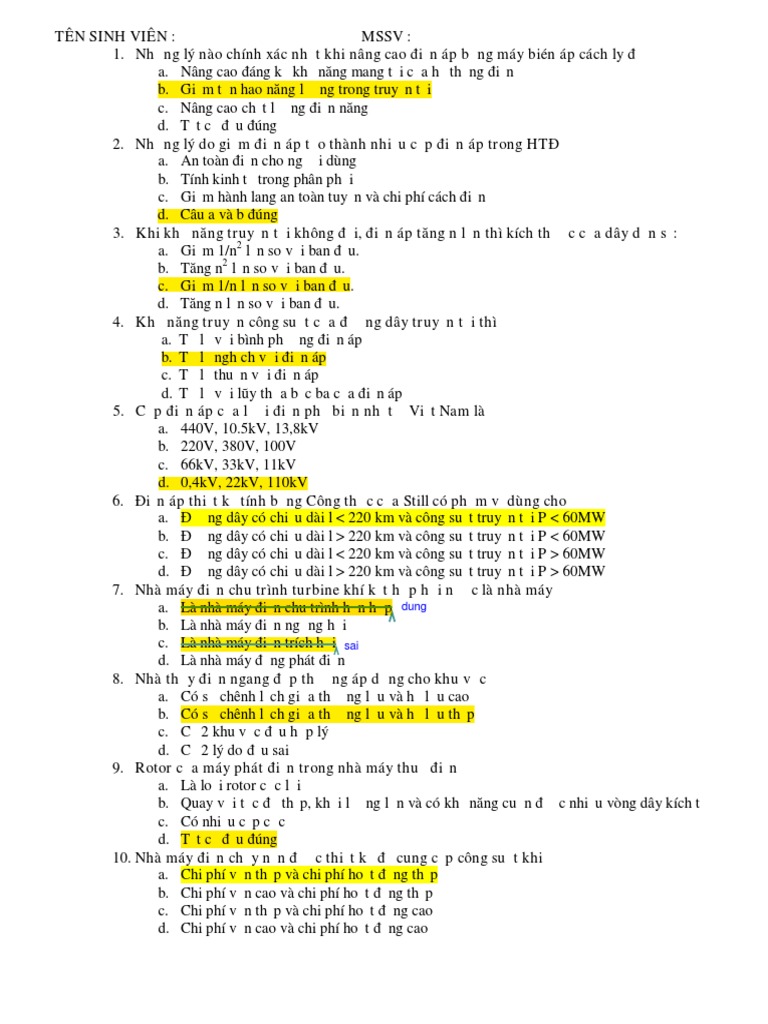 HTD1 Giua Ky TQ+PT-dap An | PDF