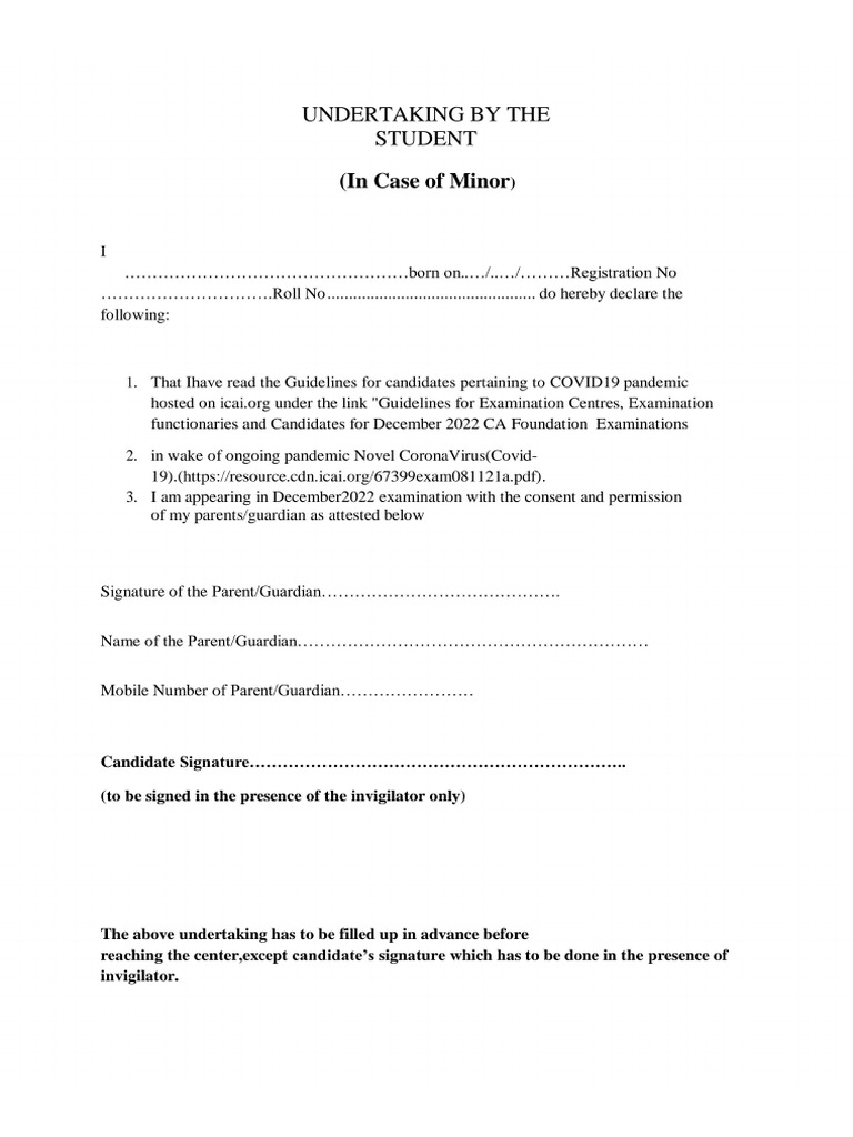 Icai Minor Form December 2022 Exam | PDF