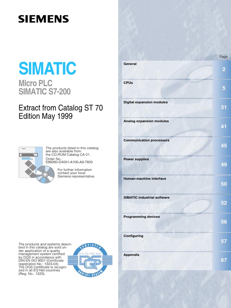 Simatic: Micro PLC SIMATIC S7-200 | PDF